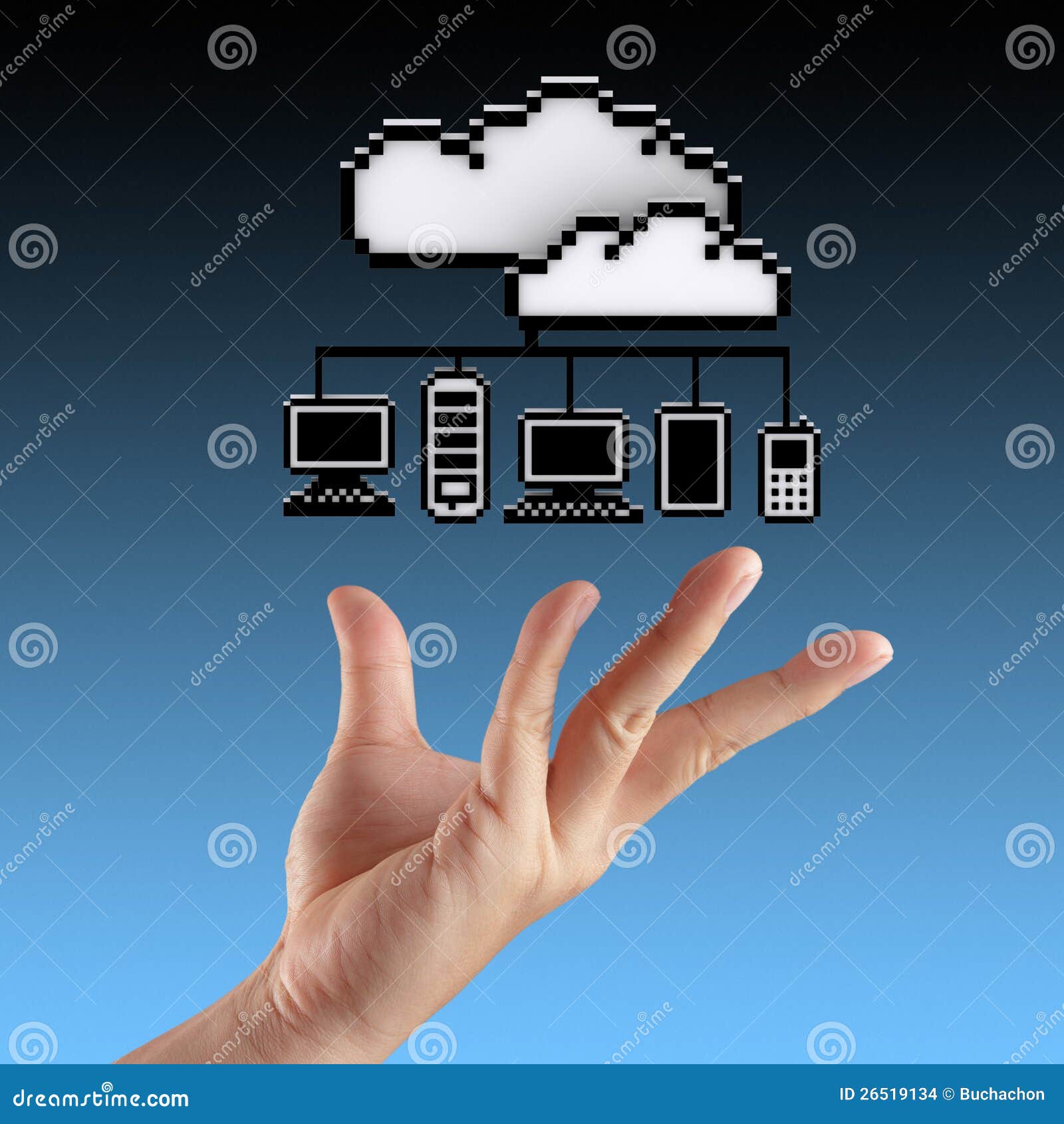 Hands Exhibiting the Cloud Computing Stock Illustration - Illustration ...