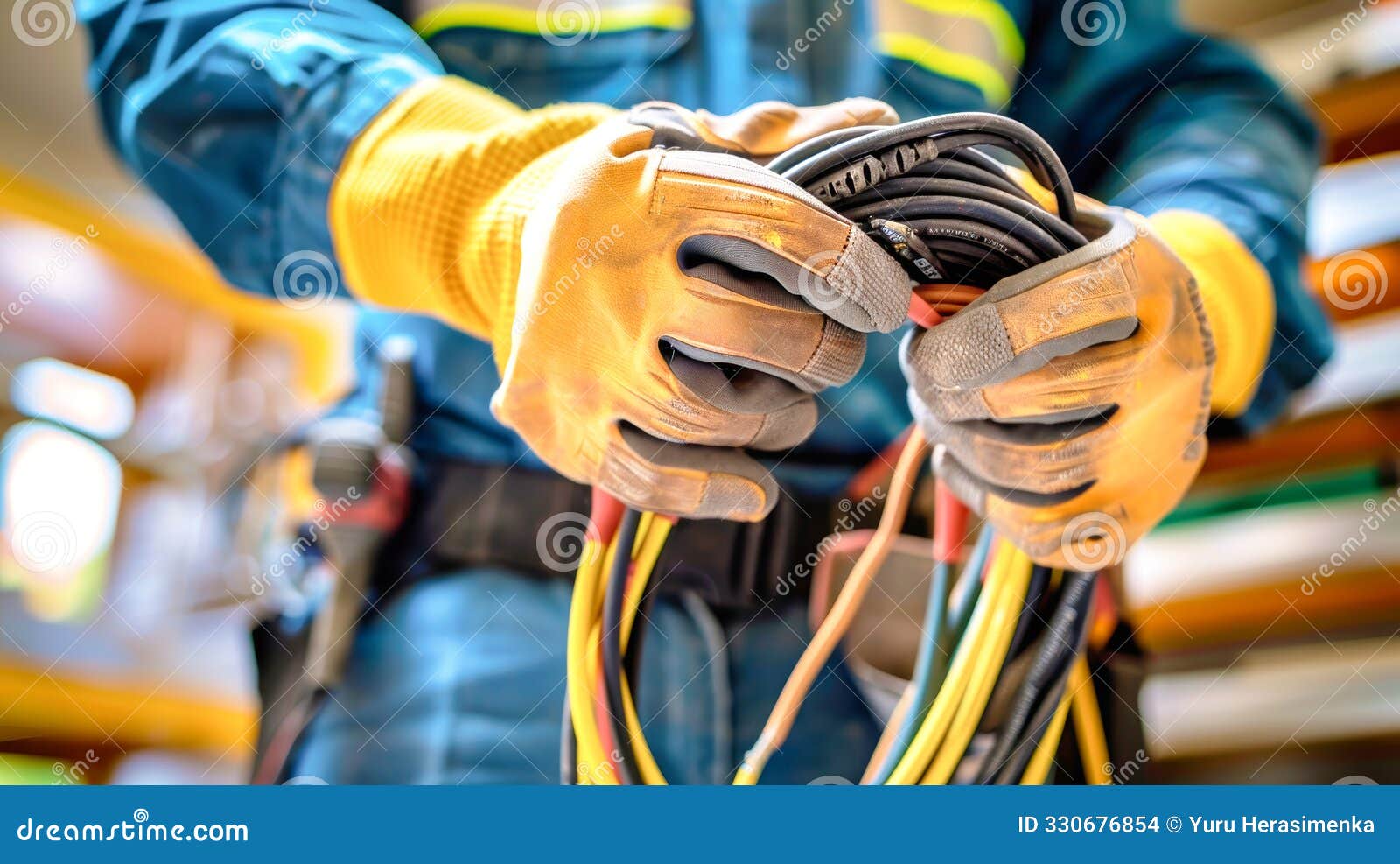 Hands Expertly Grasp Various Cables and Tools, Showcasing a Dedicated ...