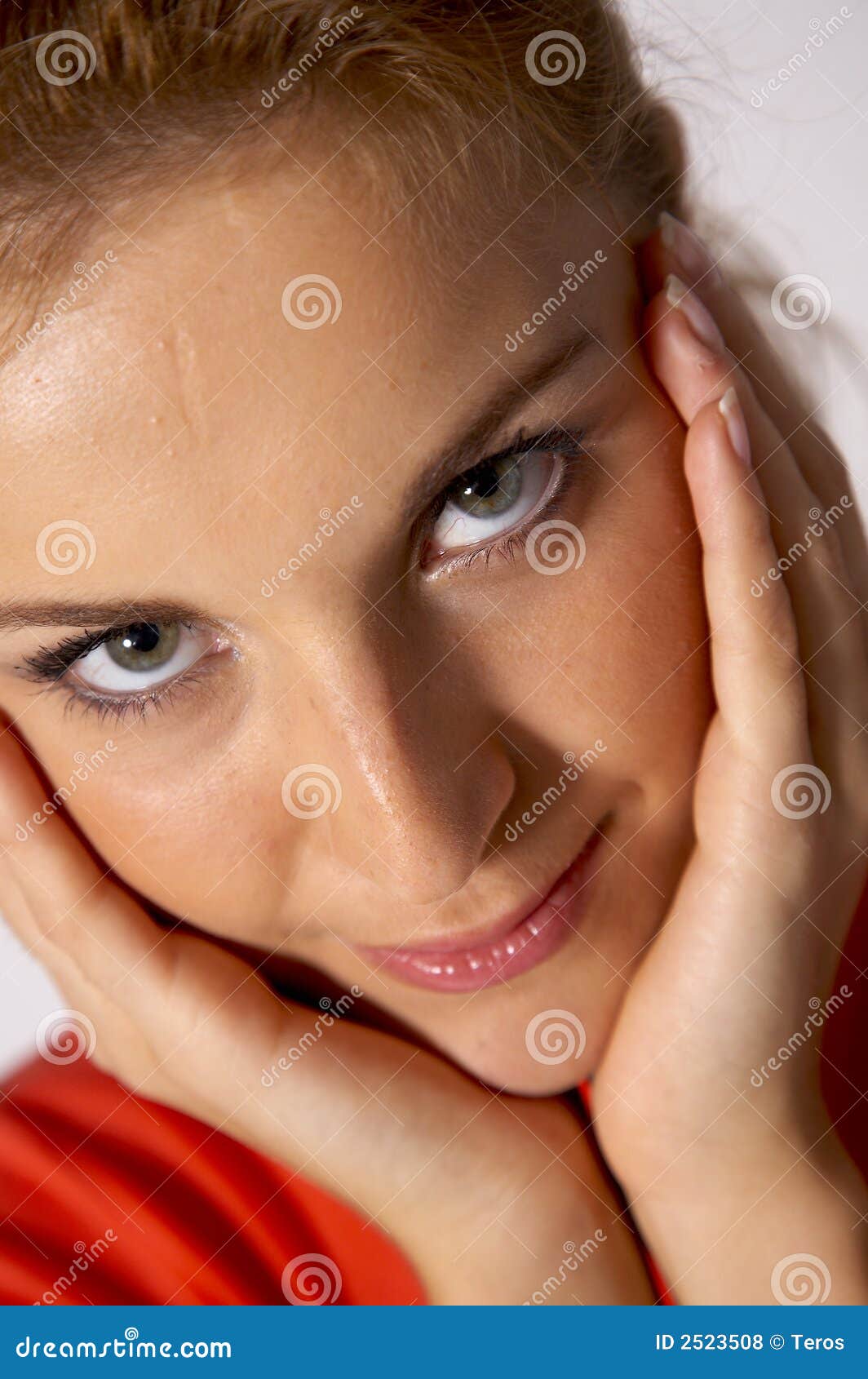 Hands on face stock photo. Image of glance, feminine, youthful - 2523508