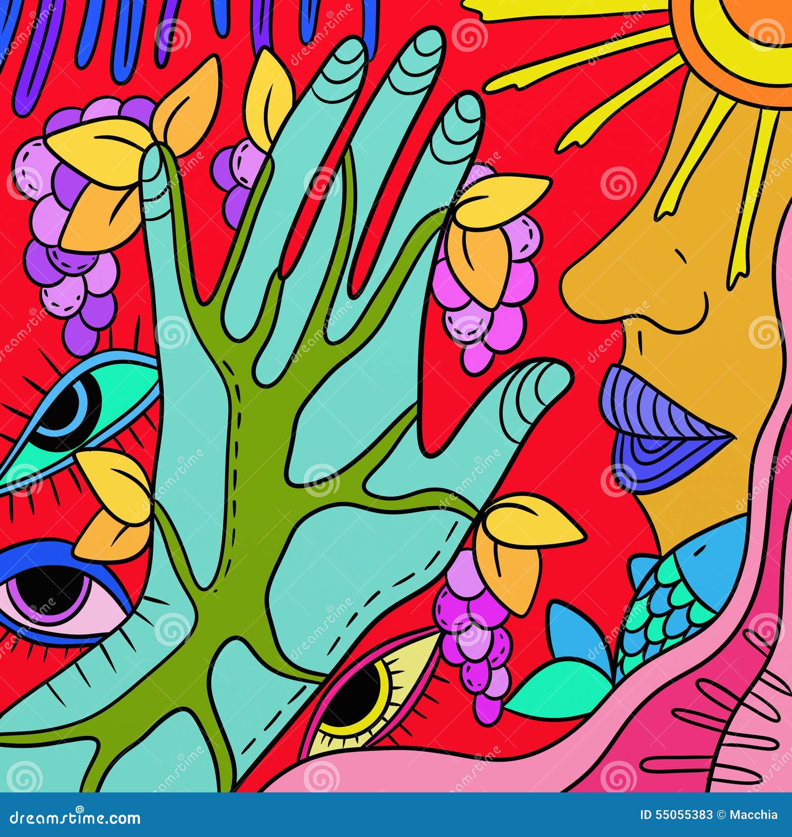 Hands and faces stock illustration. Illustration of eyes - 55055383