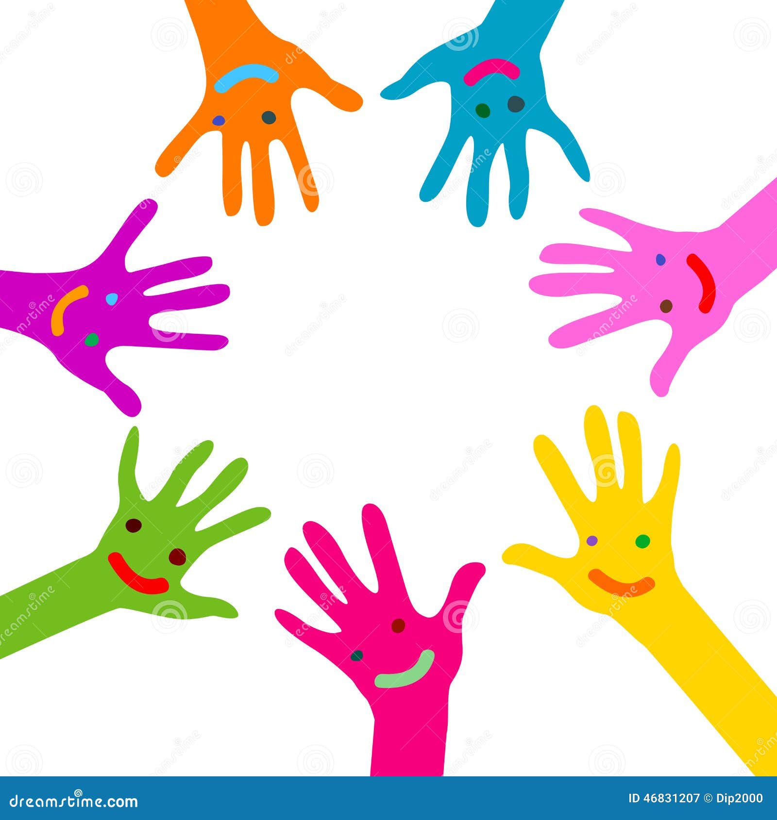 Hands with faces stock vector. Illustration of happy - 46831207