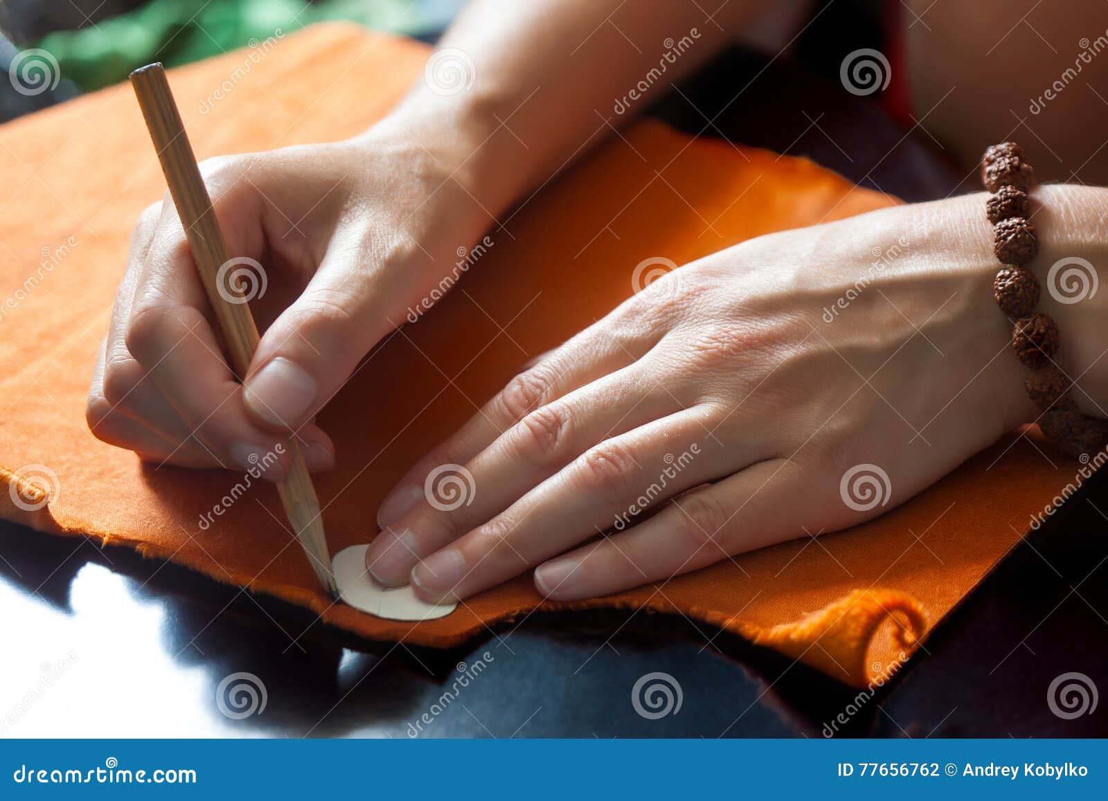 Hands of a Fashion Designer at Work with Cloth Stock Photo - Image of ...
