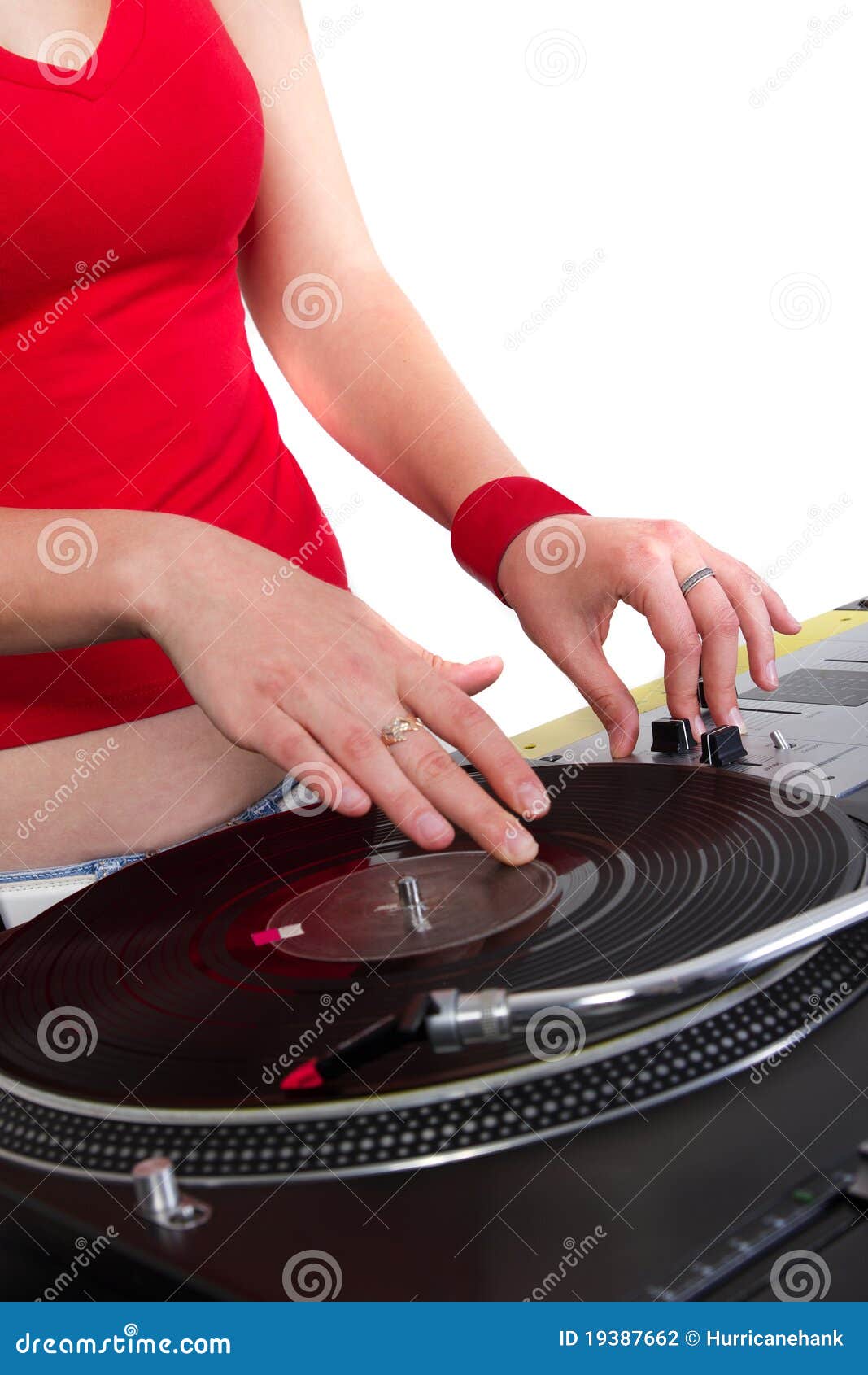 Hands of Female Dj Scratching Stock Photo - Image of equipment, playing ...