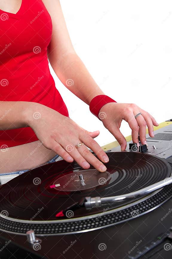 Hands of Female Dj Scratching Stock Photo - Image of equipment, playing ...