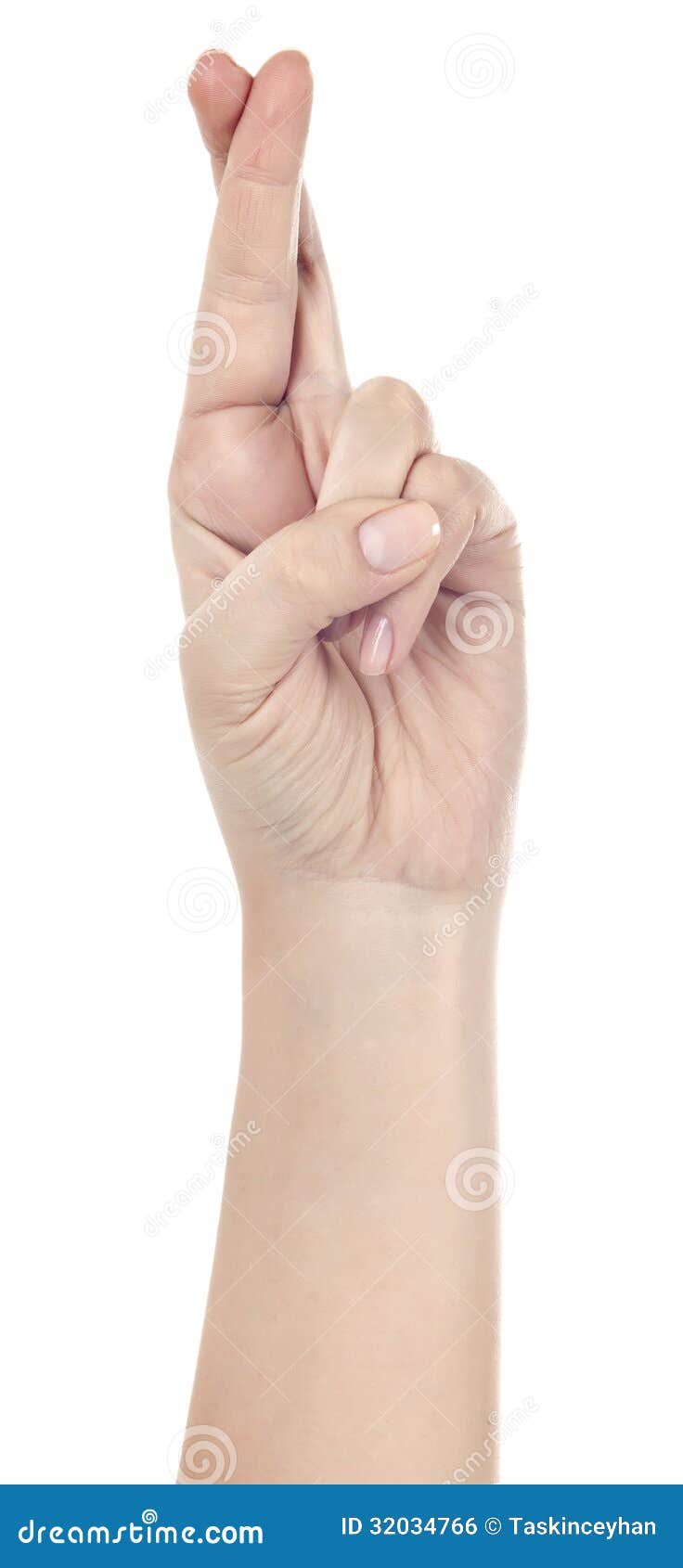 Finger Crossed Hand Sign, Good Luck Symbol Isolated On White. Crossed ...