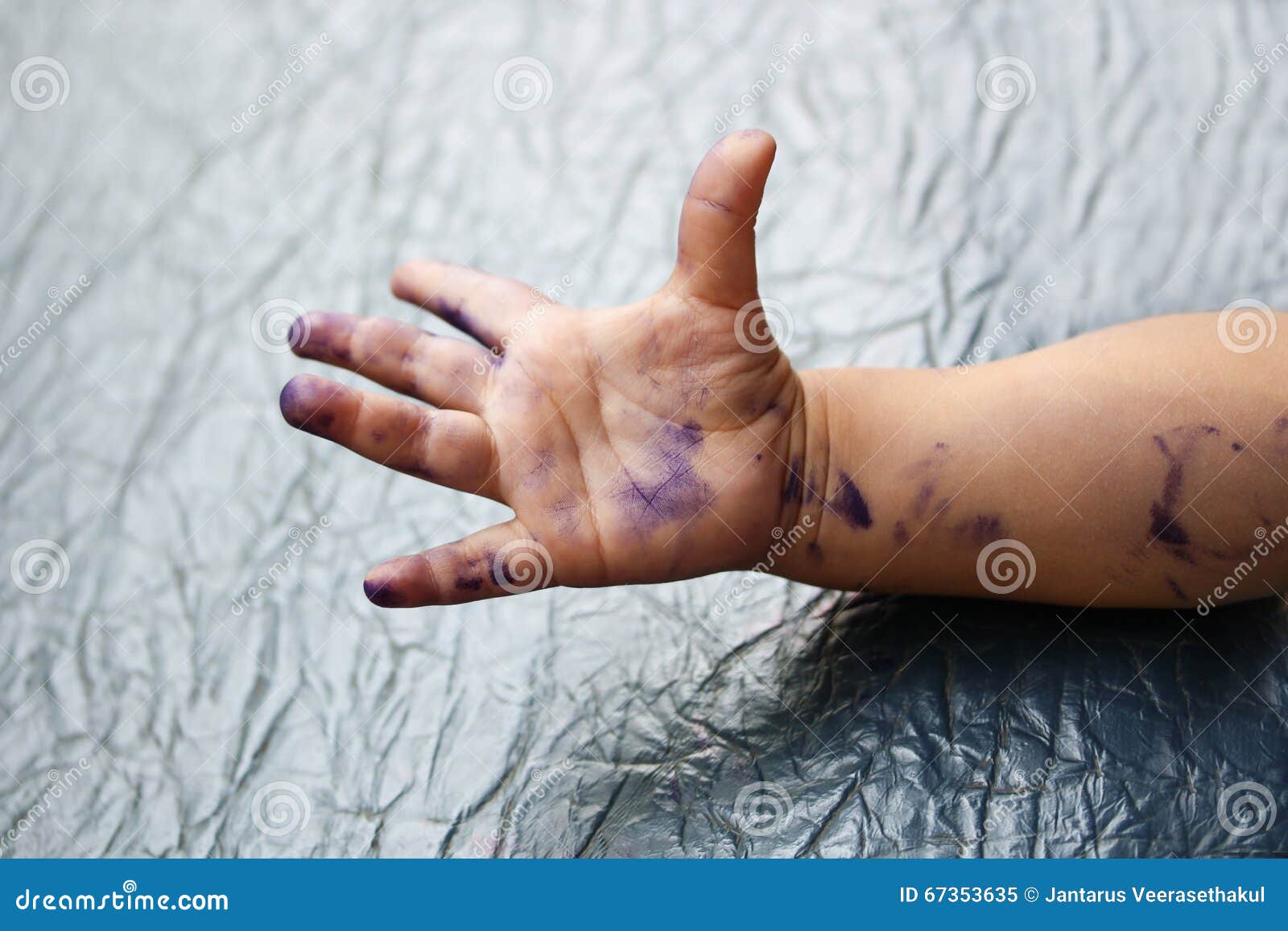 Hands and Fingers Child Stained with Pen. Stock Image - Image of hand ...