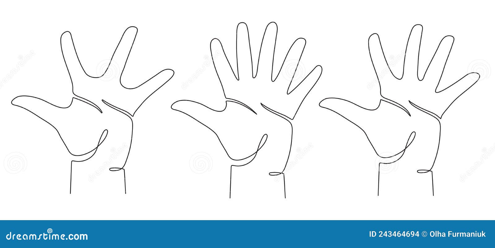 Hands Fingers Set, Normal and Wrong Palms, One Line Art, Continuous ...