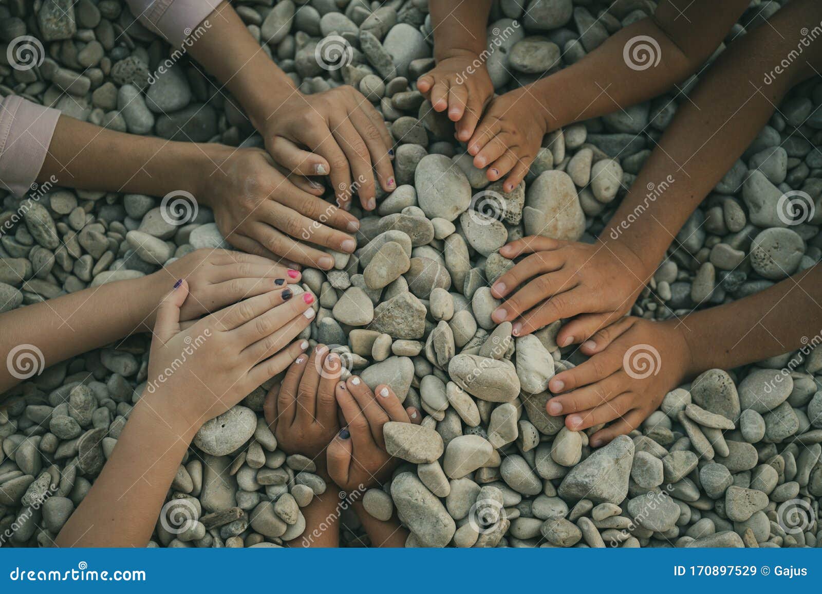 Hands of Five Children Making a Circle Stock Image - Image of trust ...