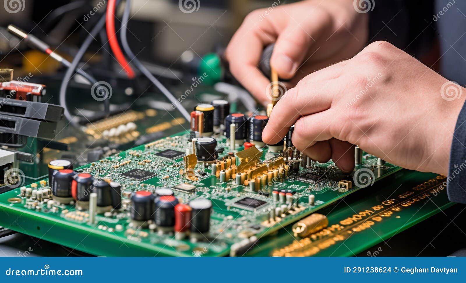Hands Fixing Computer Board, Computer Board Close-up, Person Fixing ...
