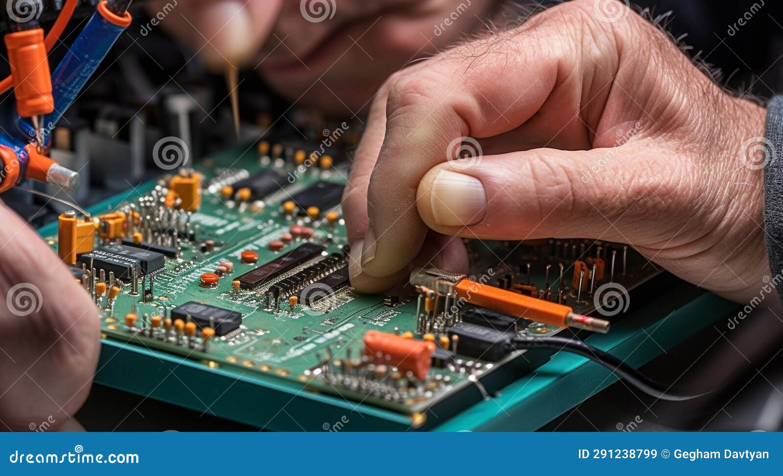 Hands Fixing Computer Board, Computer Board Close-up, Person Fixing ...