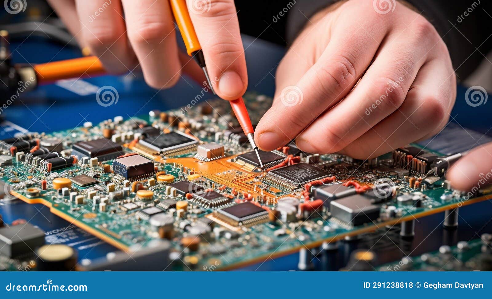 Hands Fixing Computer Board, Computer Board Close-up, Person Fixing ...