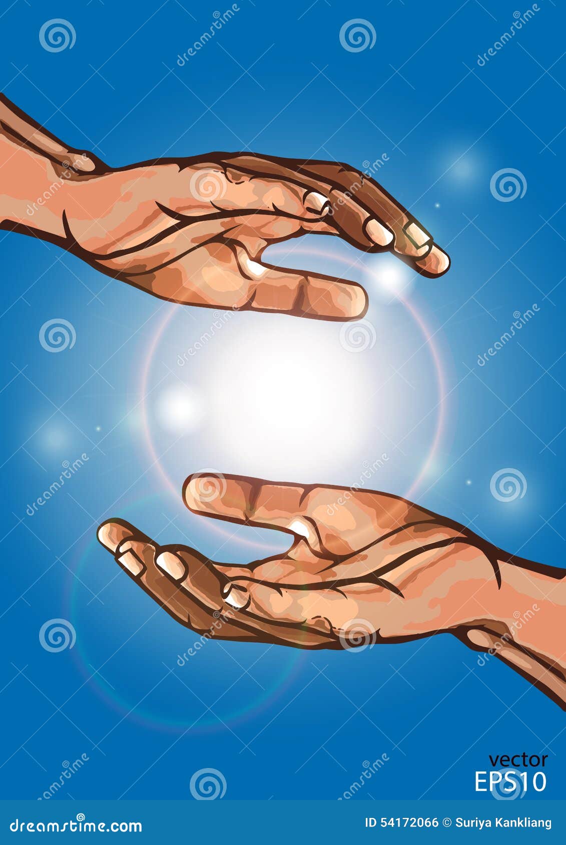 Hands and flare stock vector. Illustration of glow, abstract - 54172066