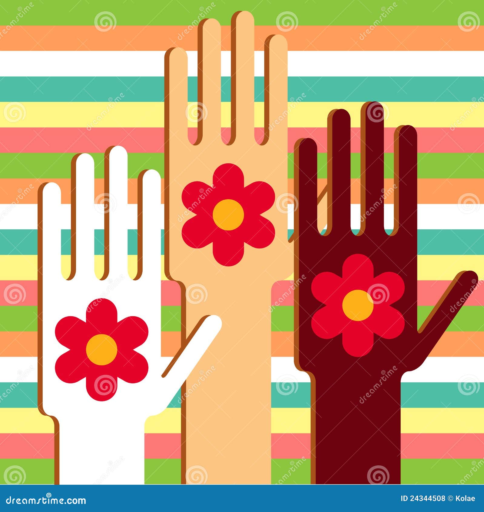 Hands With Flowers Vector Illustration | CartoonDealer.com #24344508