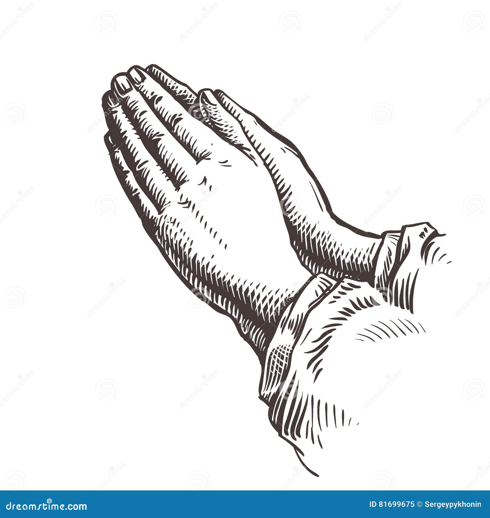 Prayer. Sketch Praying Hands. Vector Illustration Isolated On White ...