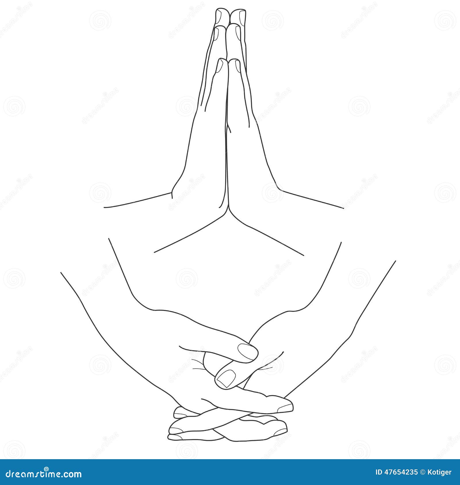 Hands In Prayer And Cross Isolated. Prayer Religion Vector Texture ...