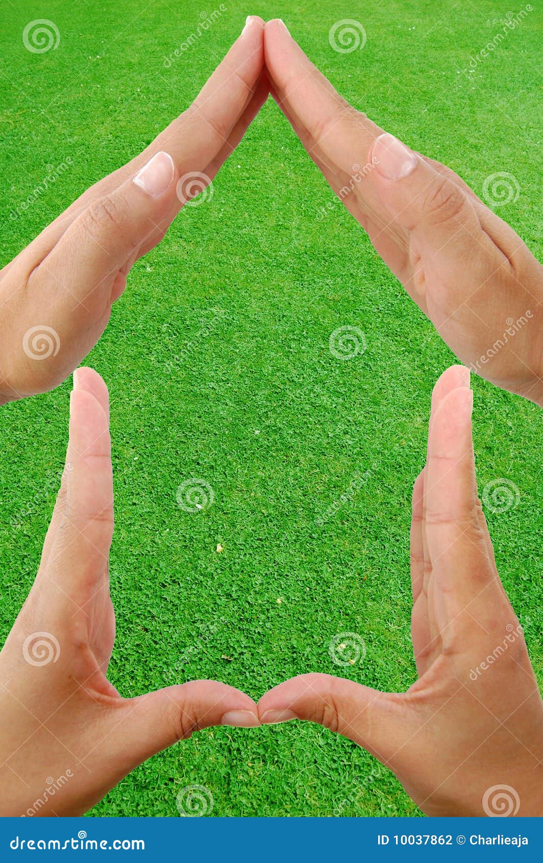 Hands Form the Shape of a Home Stock Photo - Image of green, structure ...
