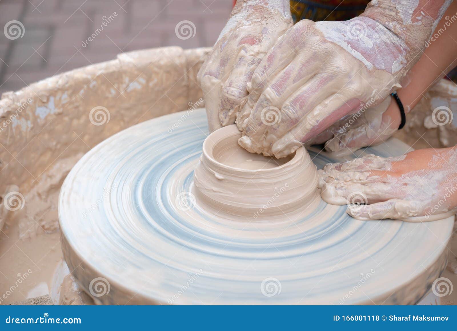Hands Forming Clay on the Pottery Wheel Stock Photo - Image of working ...