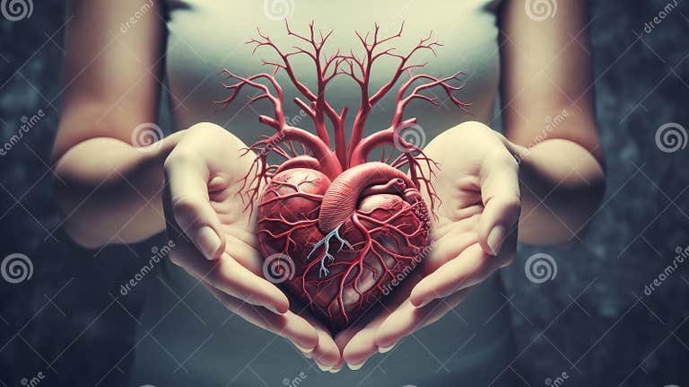 Hands Forming a Heart Shape with a Brain Inside Stock Illustration ...