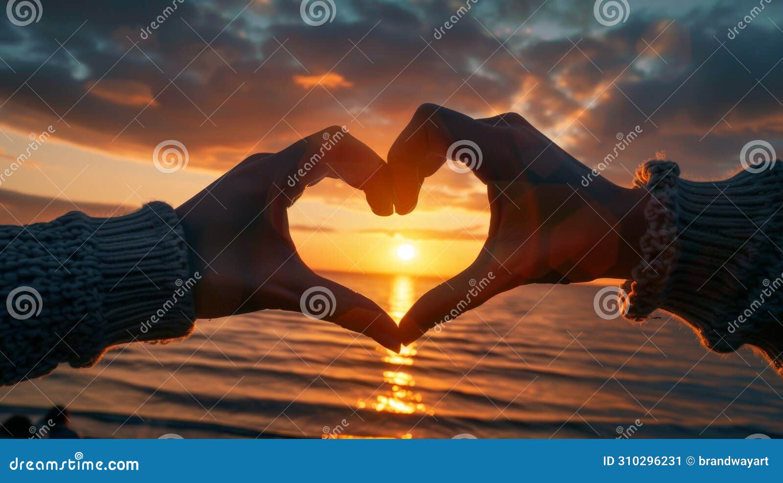 Hands Forming Heart Shape at Sunset Stock Illustration - Illustration ...