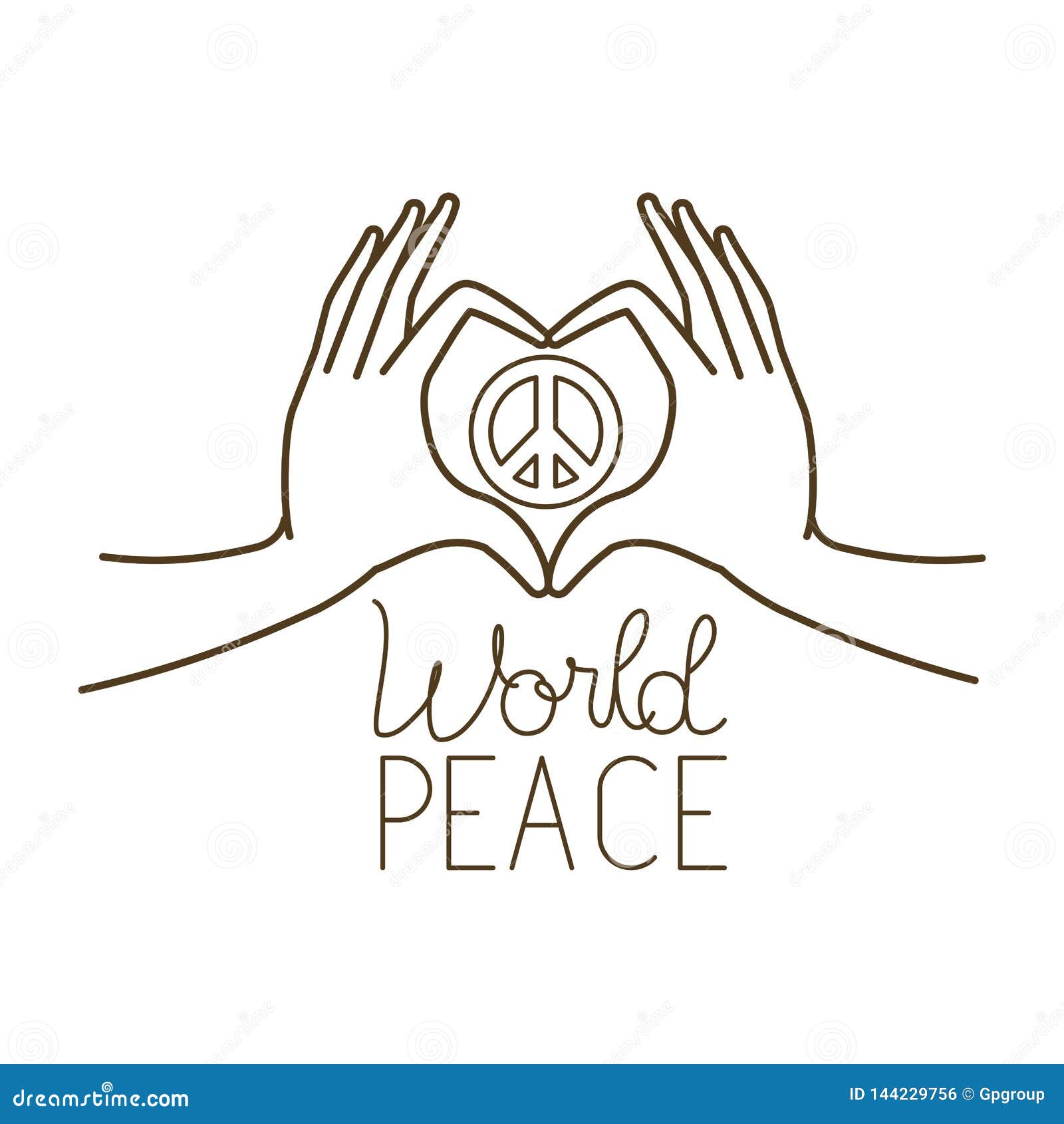 Hands Forming a Heart Symbol and Symbol of Love and Peace Stock Vector ...