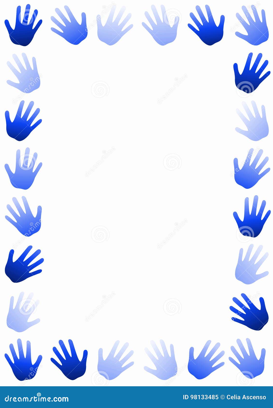 Hands Frame Border Blue Tones. Stock Illustration - Illustration of ...