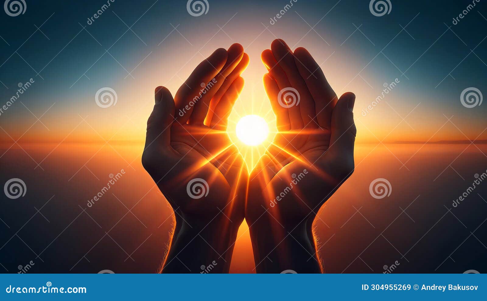 Hands Frame the Vibrant Sunrise on Horizon Stock Image - Image of ...