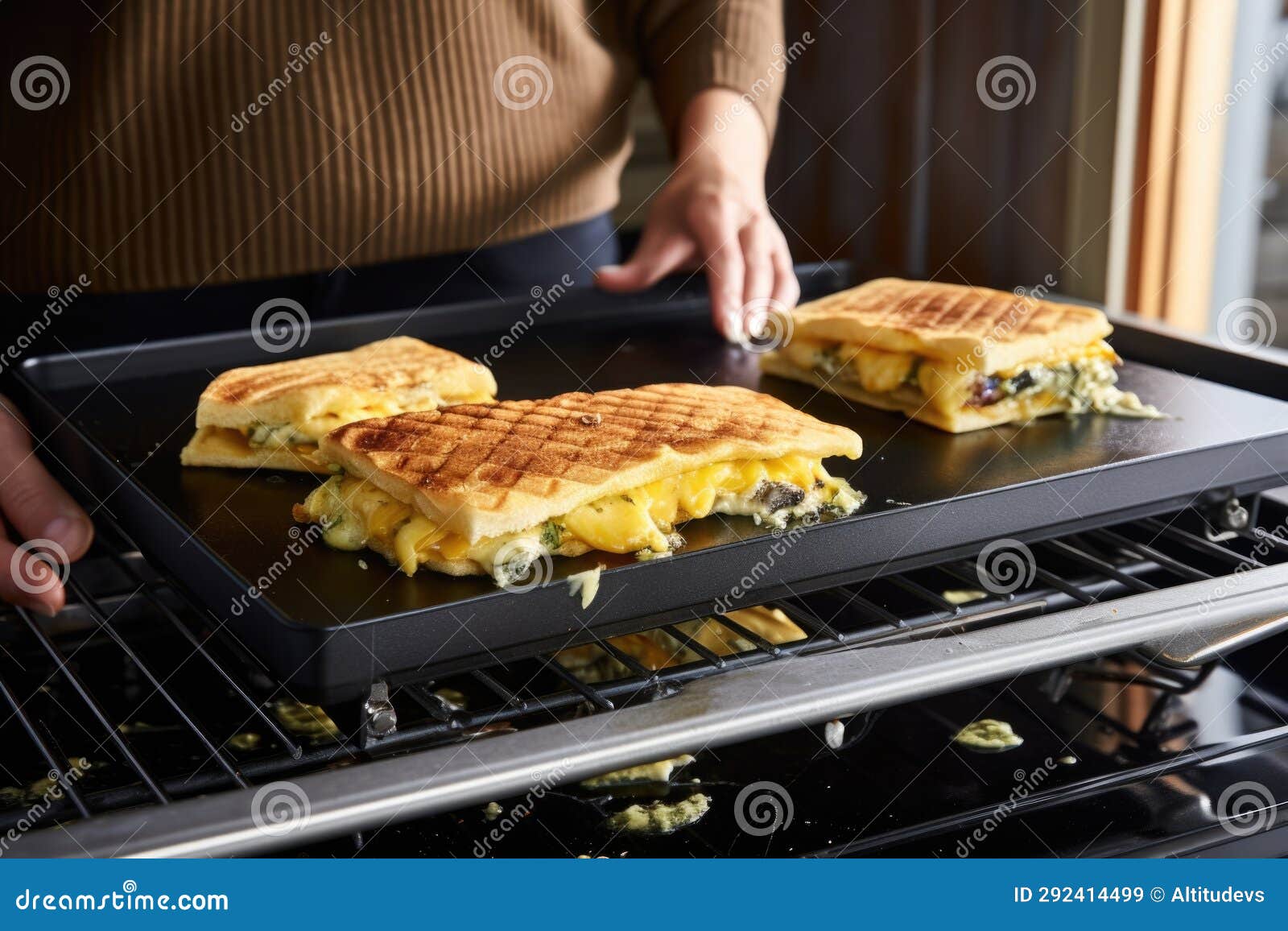 Hands-free Cheese Sandwich Melting on a Griddle Stock Image - Image of ...