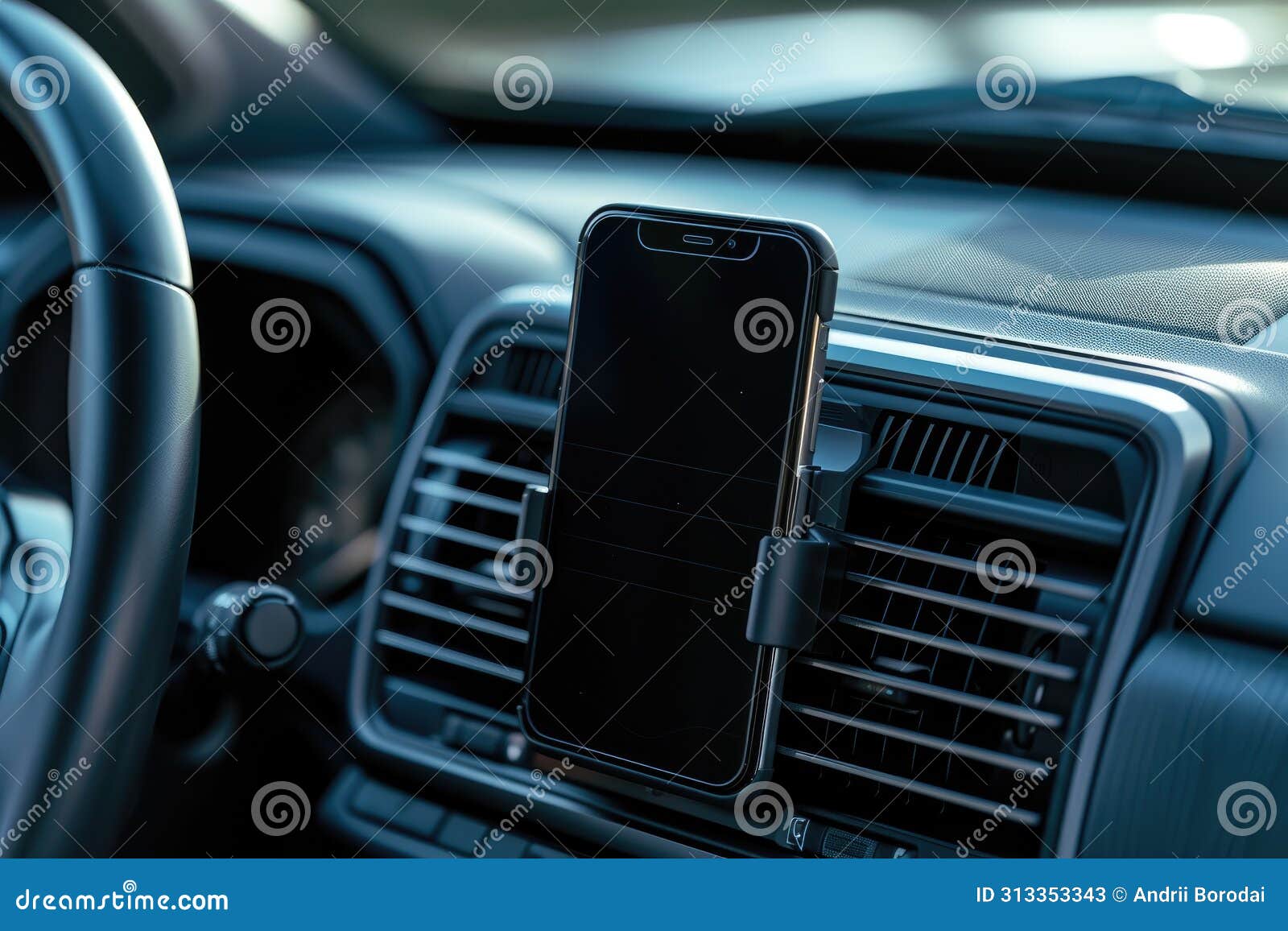 Hands-Free Navigation: Smartphone Vent Mount. Stock Illustration ...