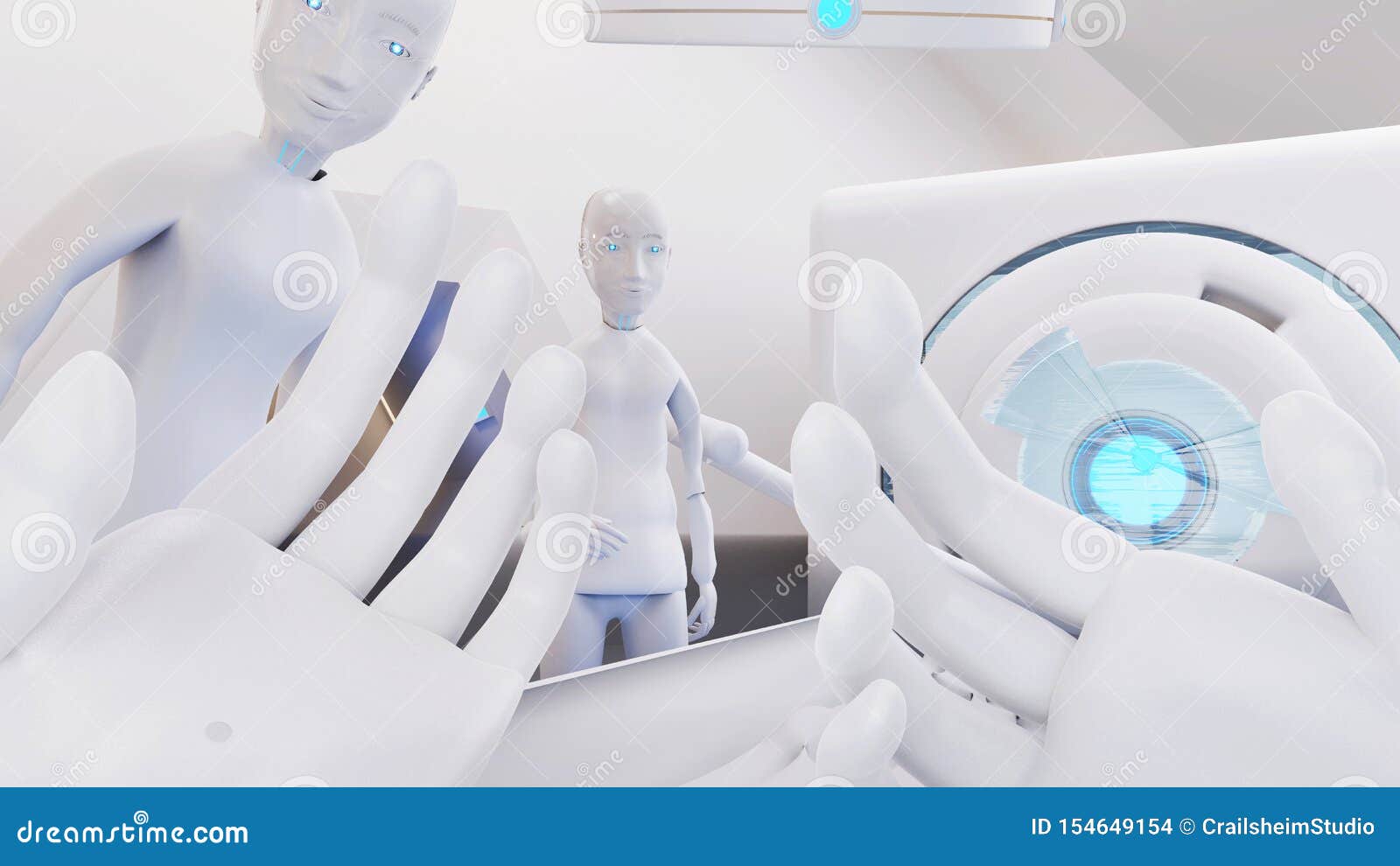 Hands in Front of the Face. I am a Robot Point of View Stock ...