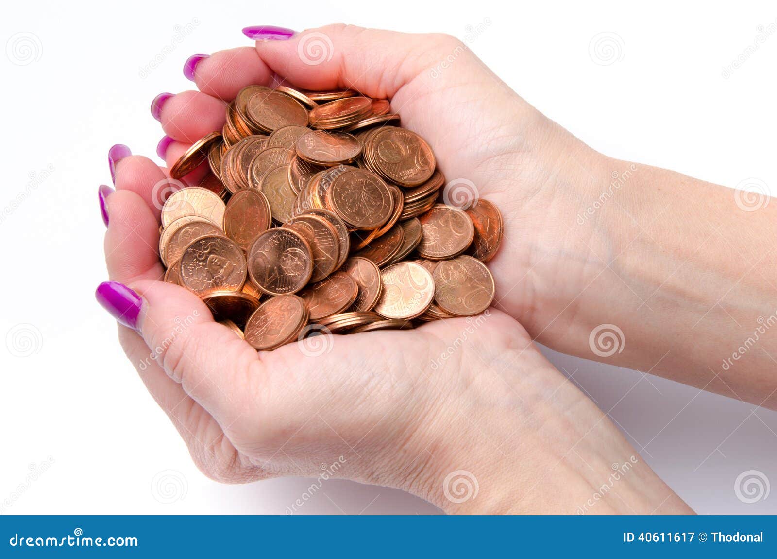 Hands full of copper coins stock image. Image of savings - 40611617