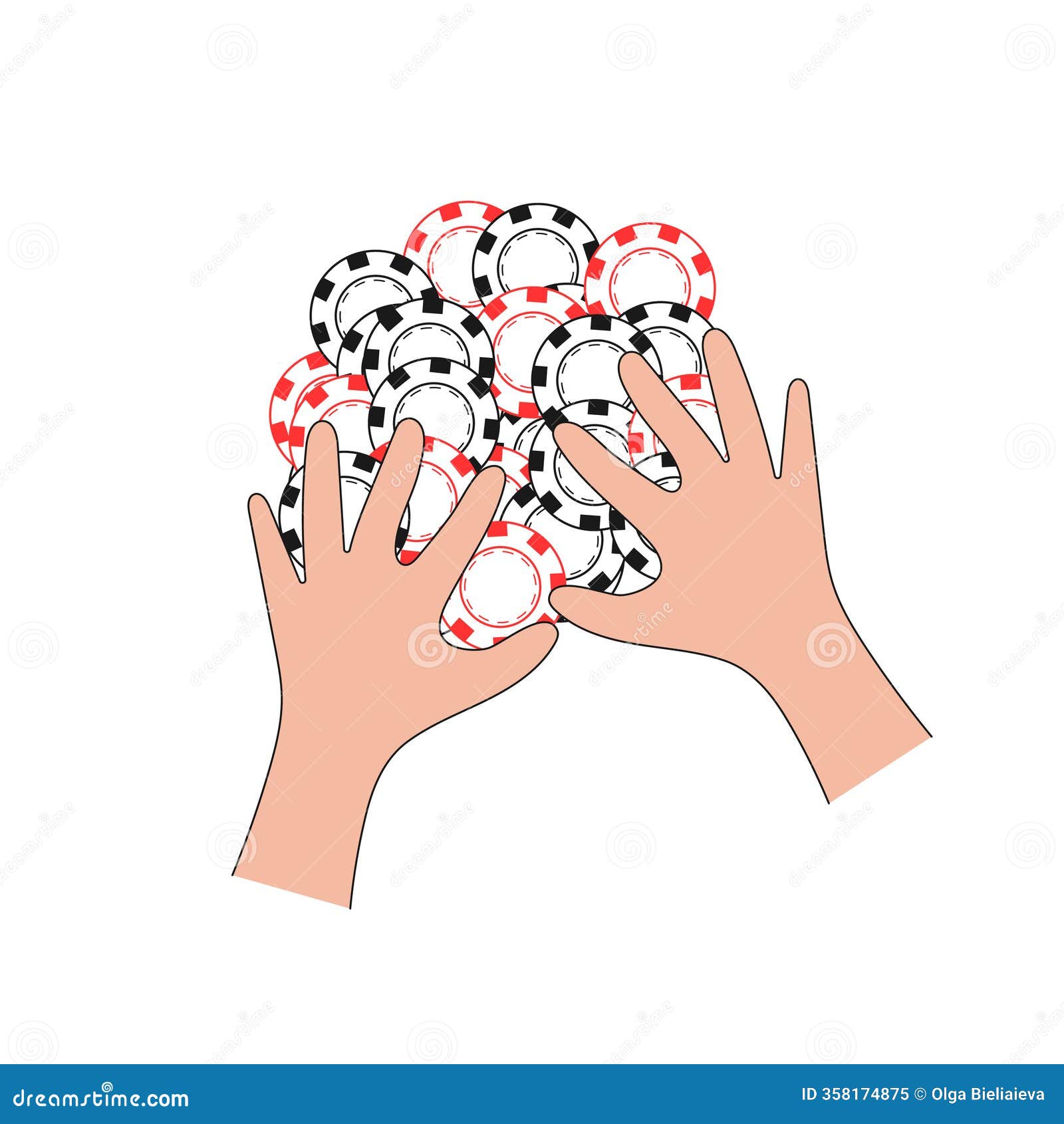 Hands Gathering Poker Chips - Casino Gambling Vector Illustration Stock ...