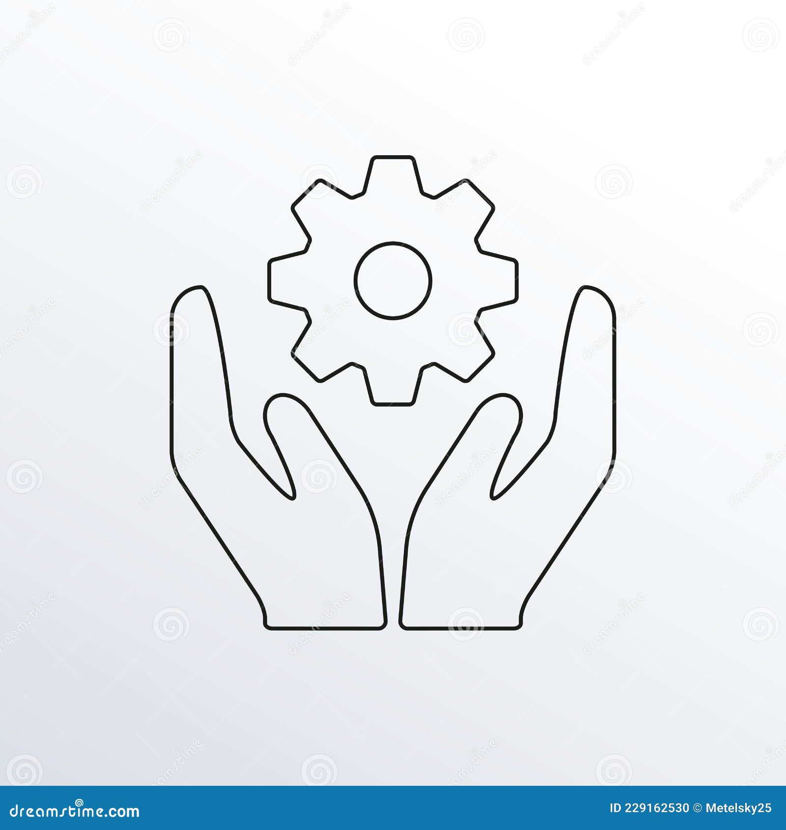 Hands with Gear or Cogs Line Icon. Installation, Technology and Support ...