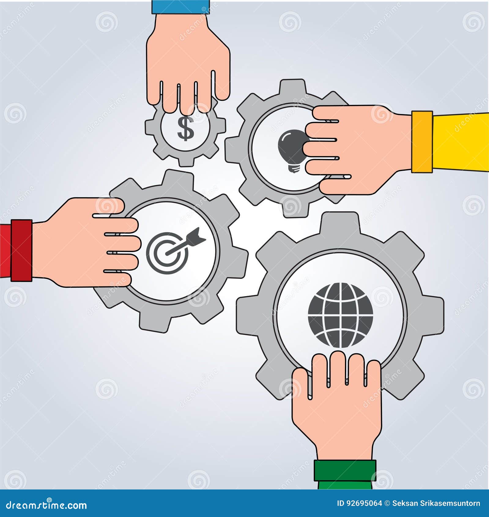 Hands with Gear, Teamwork Concept Stock Vector - Illustration of ...