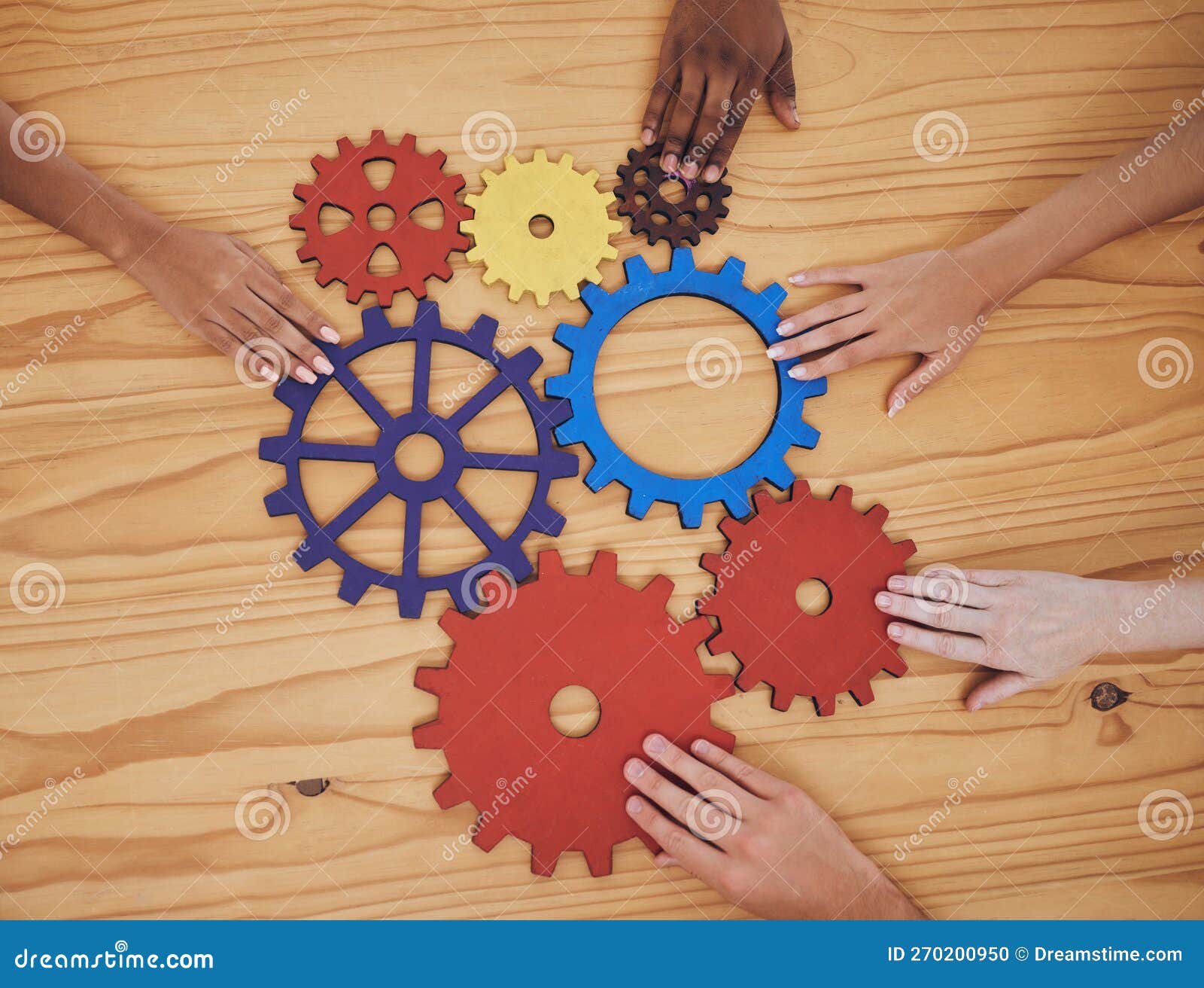 Hands, Gears and Collaboration with a Team of People Working with Cogs ...