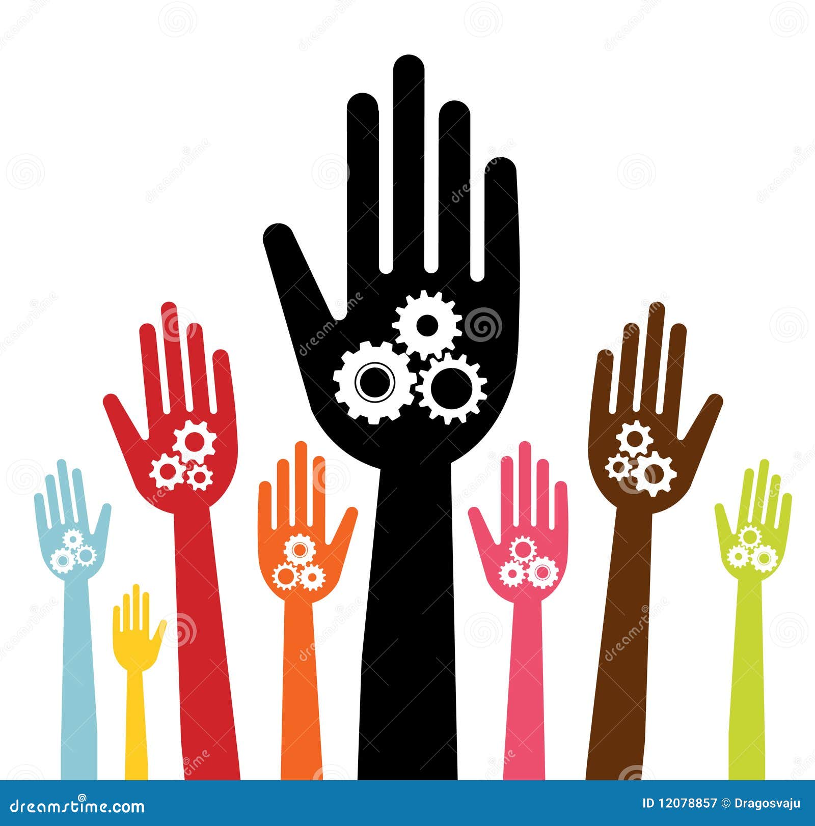Hands with gears concept stock vector. Illustration of isolated - 12078857