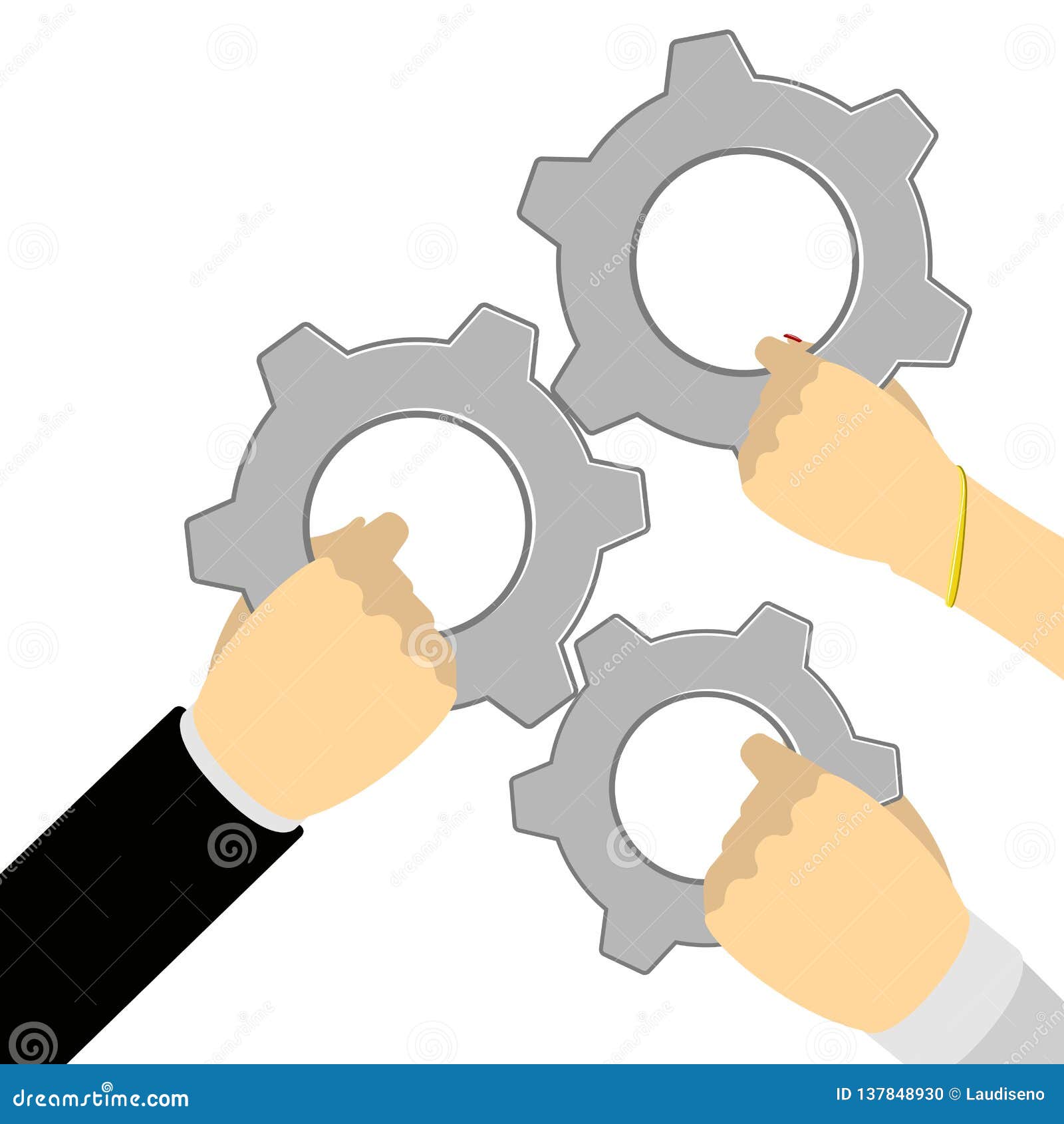 Hands with gears stock vector. Illustration of brainstorming - 137848930