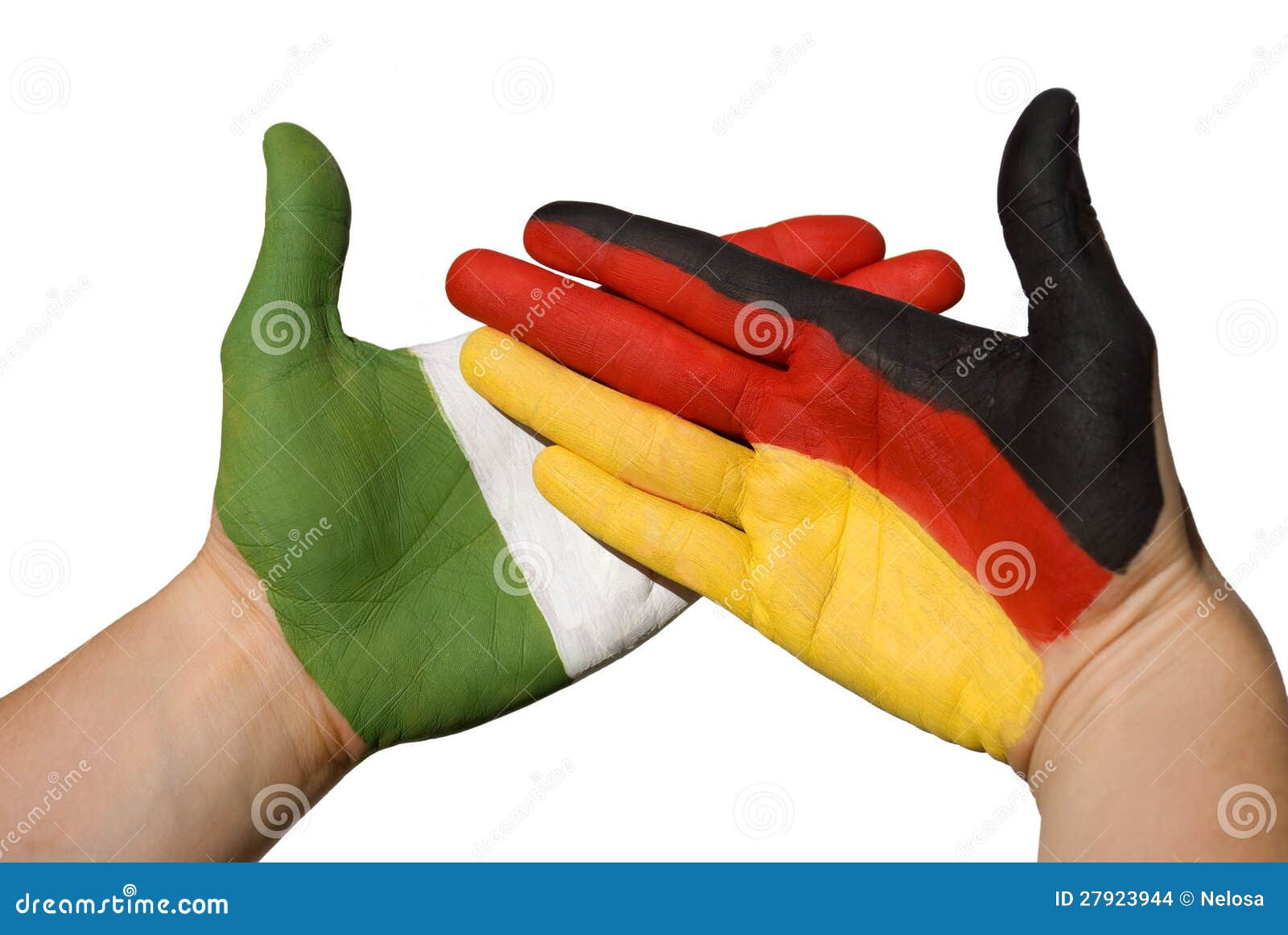 Hands with German and Italien Flag Stock Photo - Image of country ...