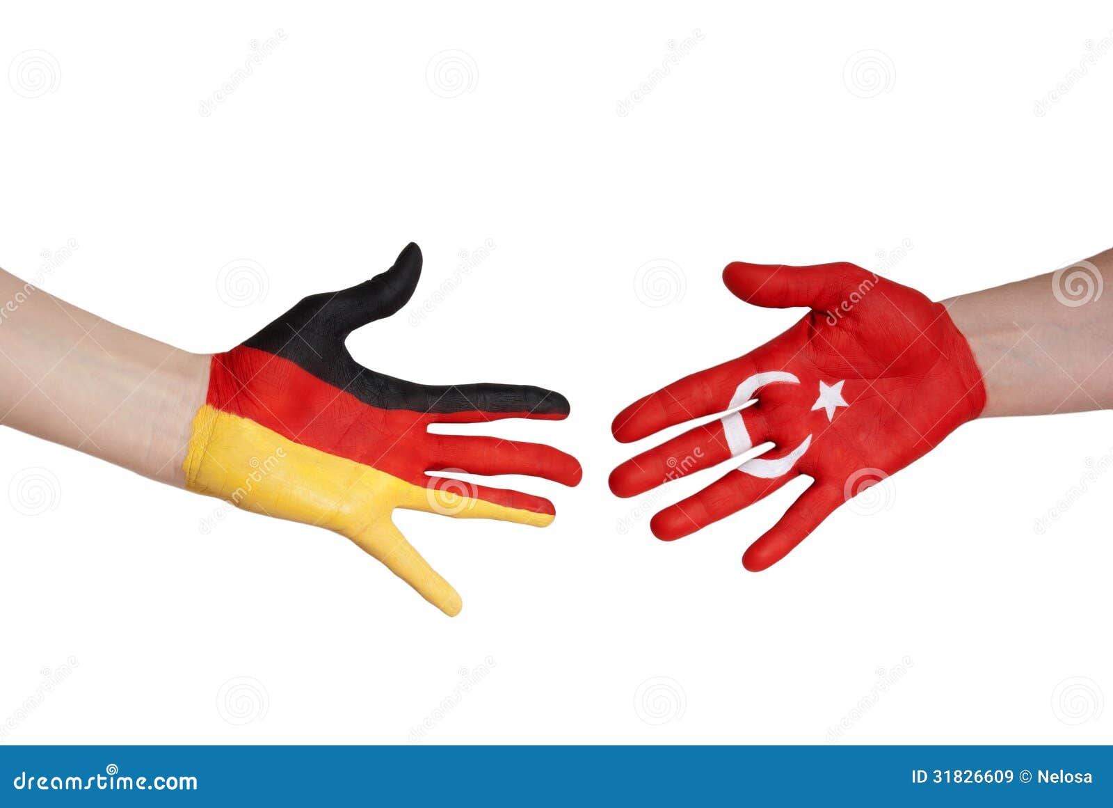 Hands with German and Turkey Flag Stock Image - Image of contract ...