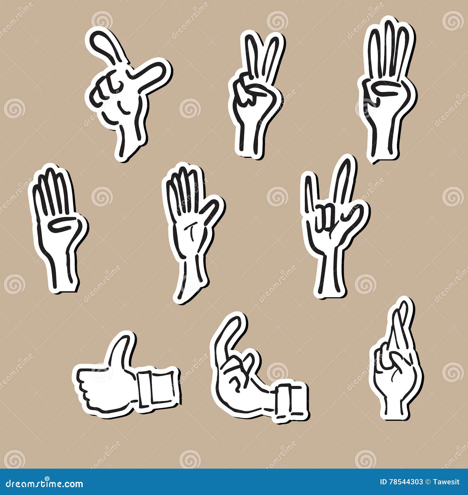 Hands and Gesture Drawing Icons Paper Cut Stock Vector - Illustration ...