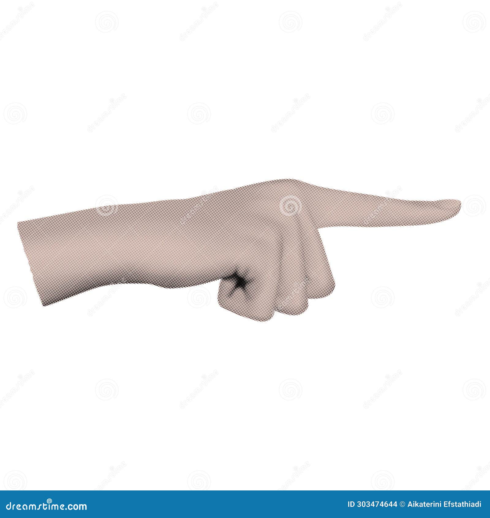 Hands Gestures. Finger Pointing. Vintage Halftone Collage Element with ...