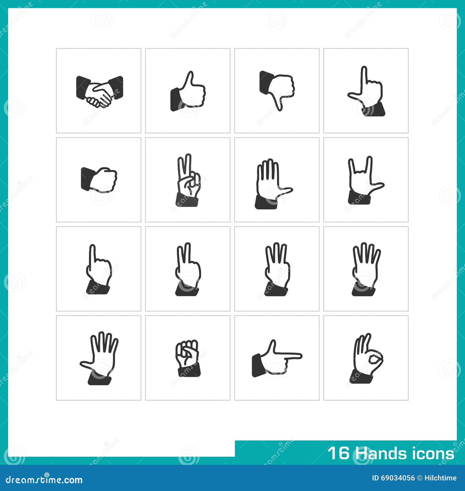 Hands gestures icon set. stock vector. Illustration of communication ...