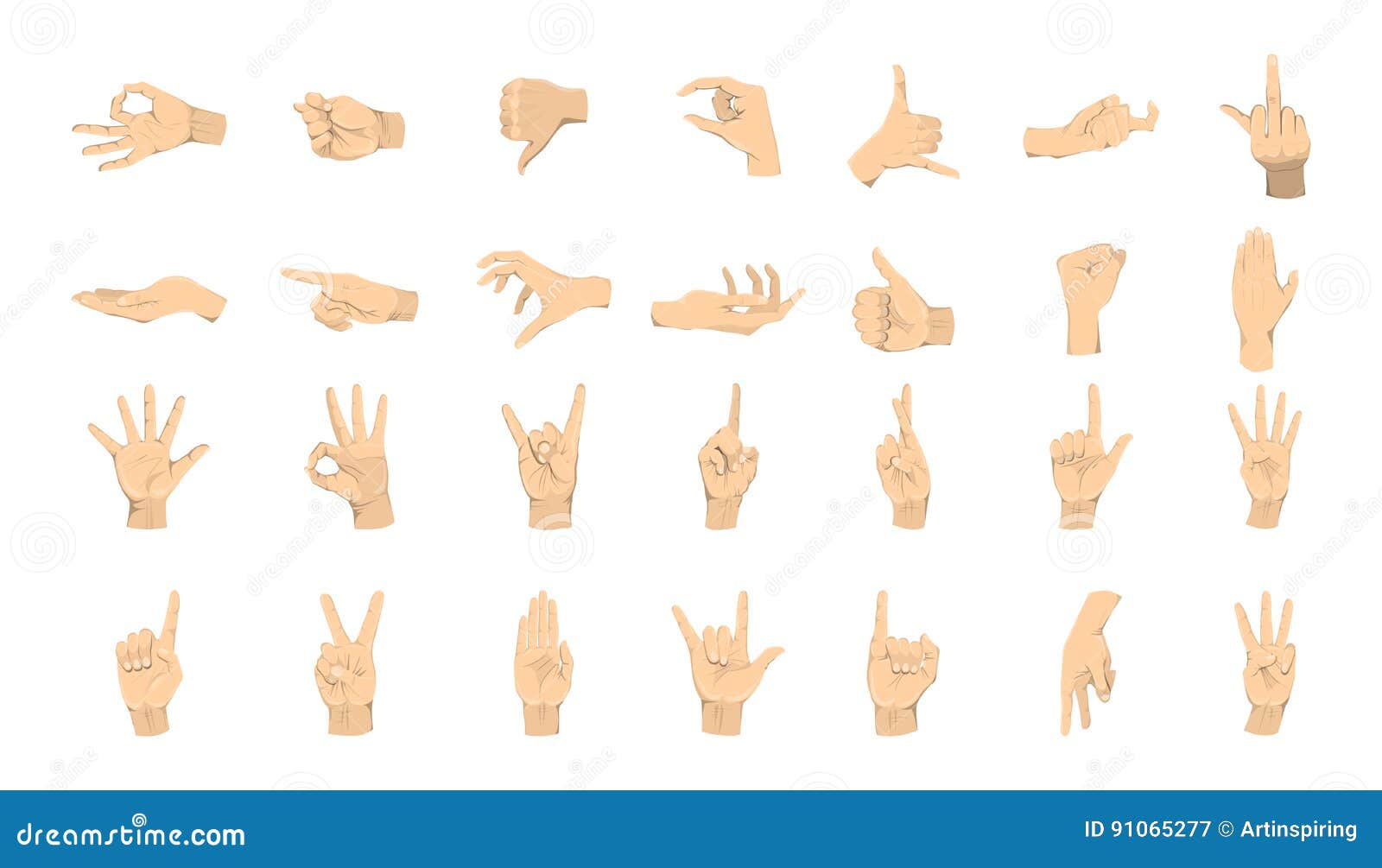Hands gestures set. stock vector. Illustration of hold - 91065277