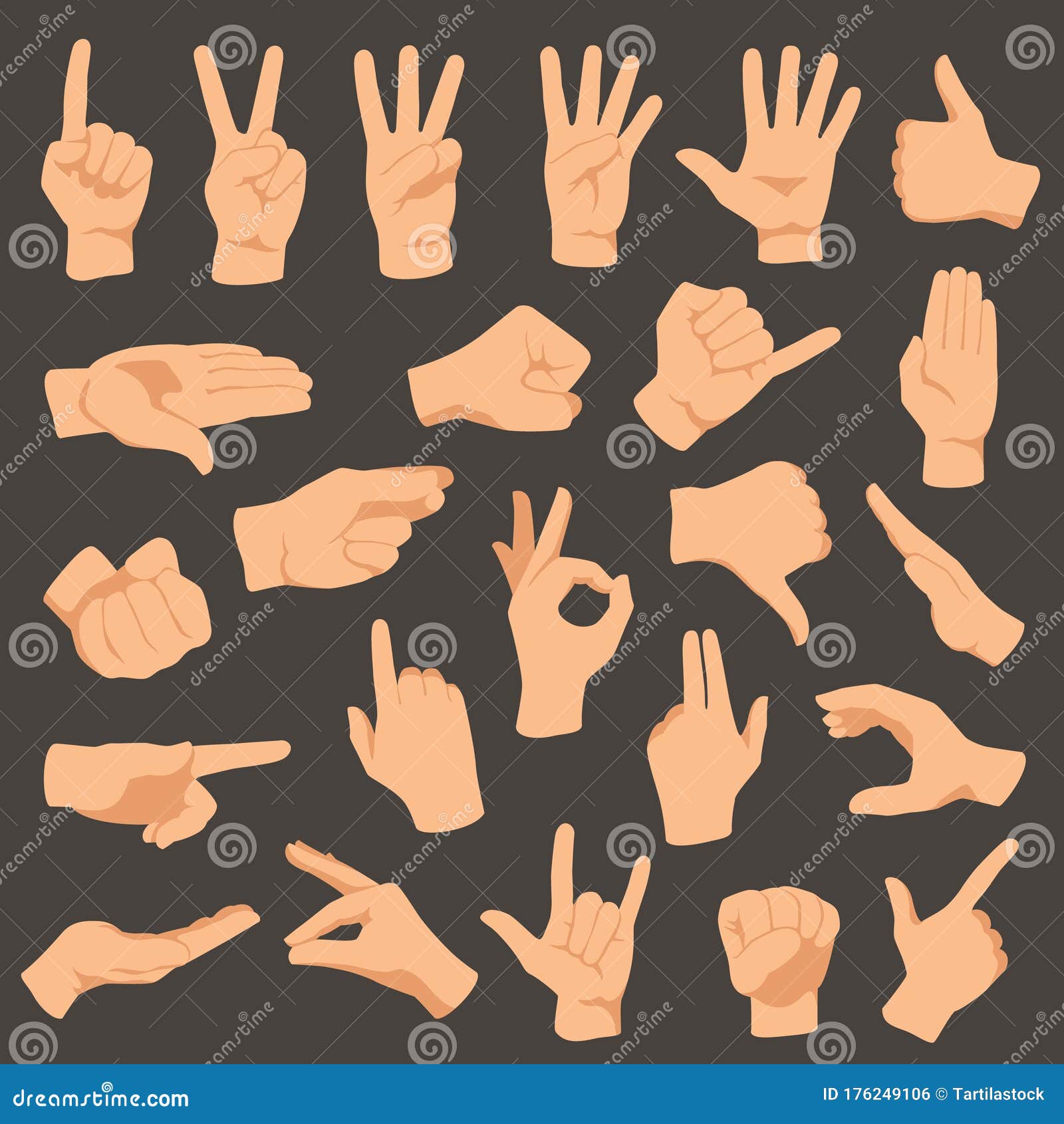 Hands Gestures. Vector Illustration Set Arm Fingers Stock Vector ... Hands Gestures. Vector Illustration Set Arm Fingers Stock Vector ...