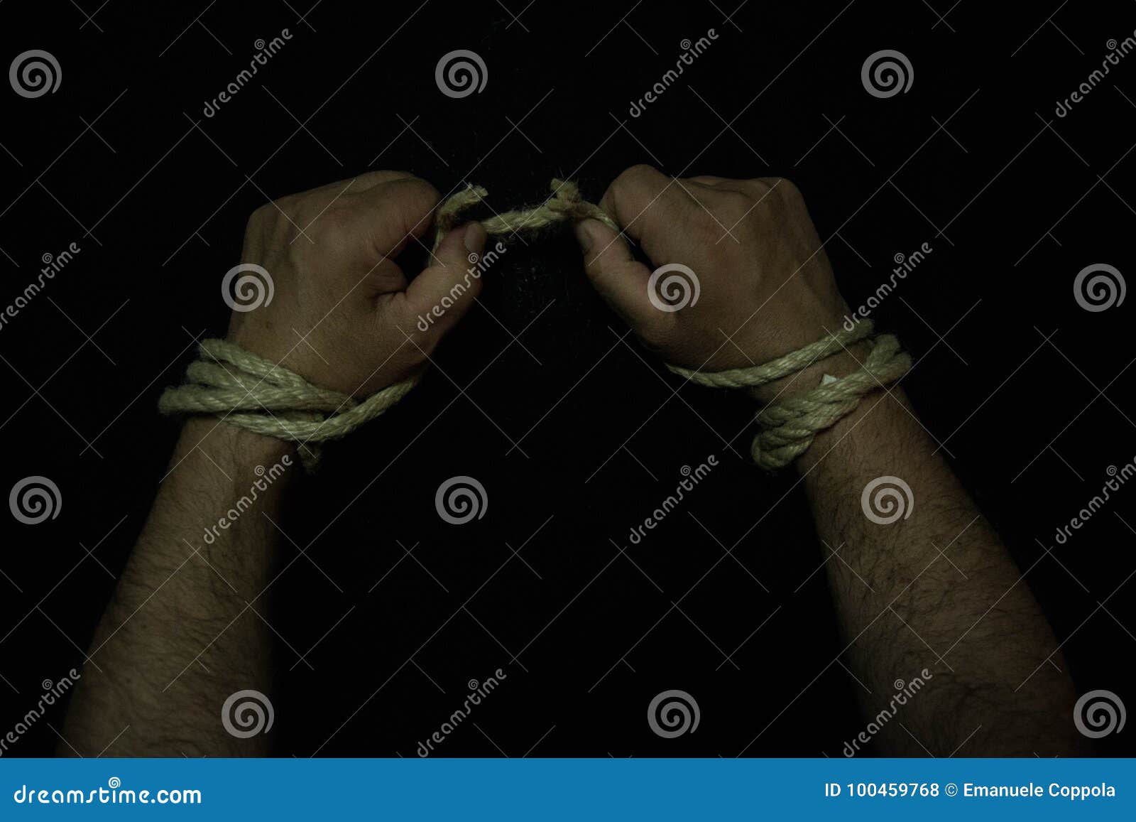 Hands Getting Rid of a Rope Stock Photo - Image of black, arms: 100459768