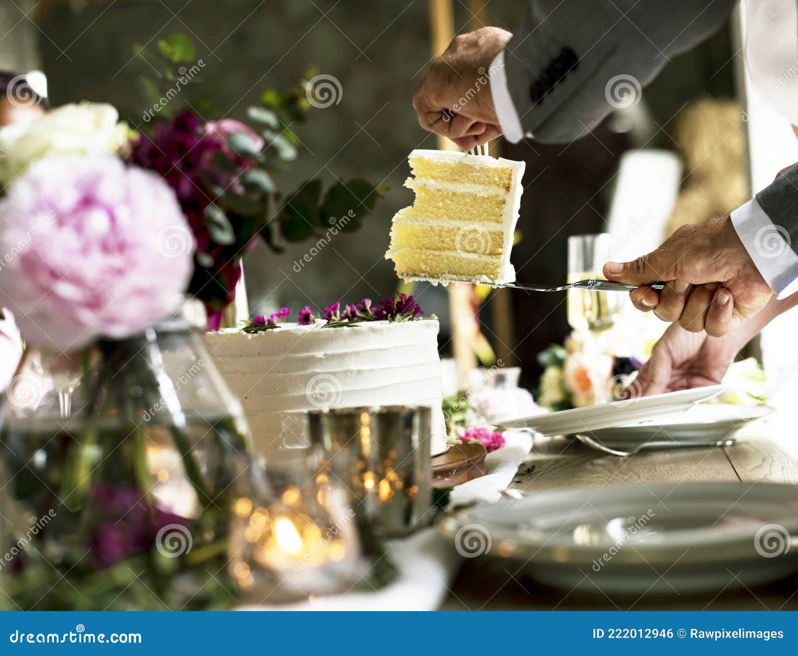 Hands Getting a Slice of Cake Stock Photo - Image of plate, celebration ...