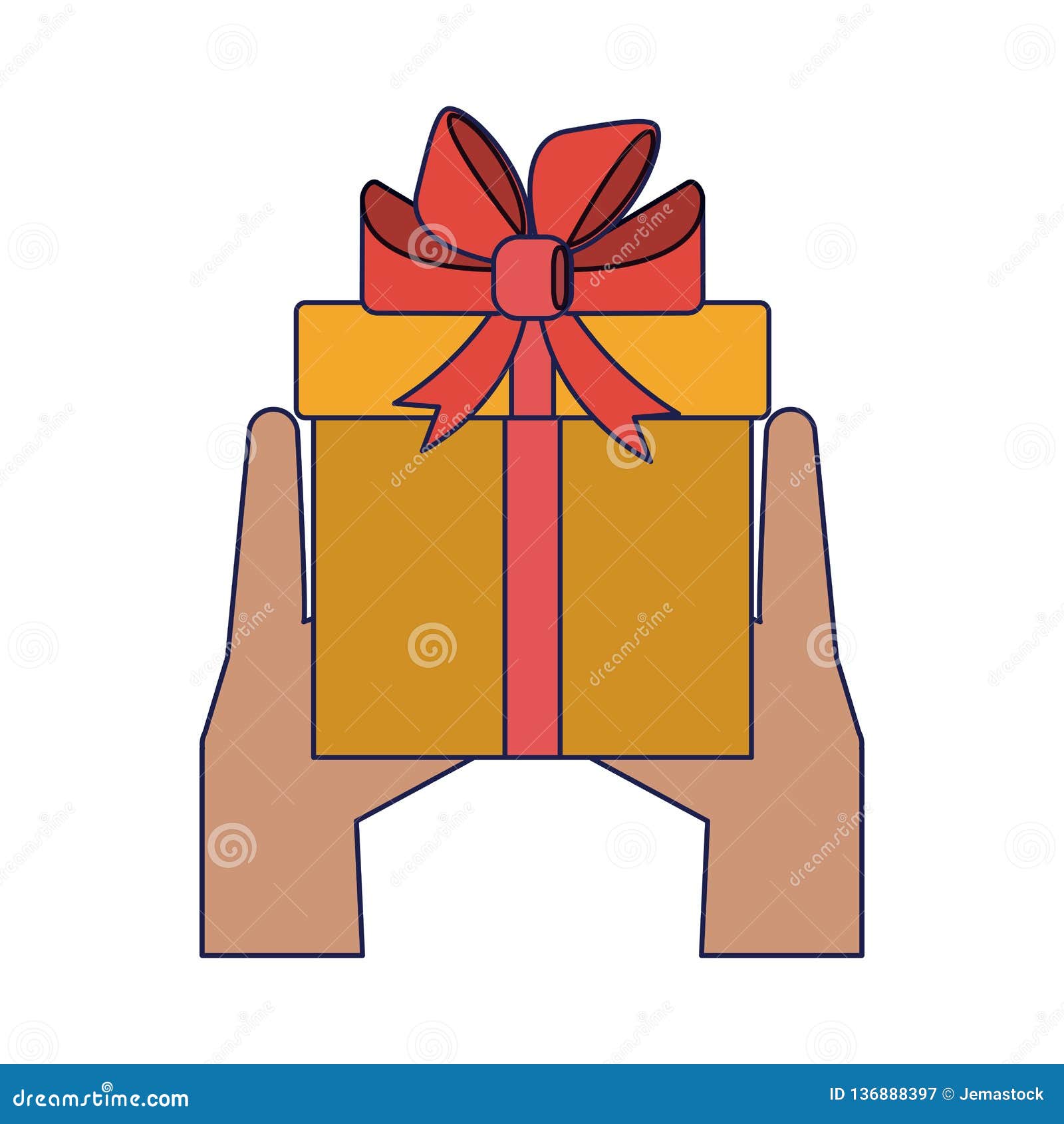 Hands with gift box stock vector. Illustration of shop - 136888397