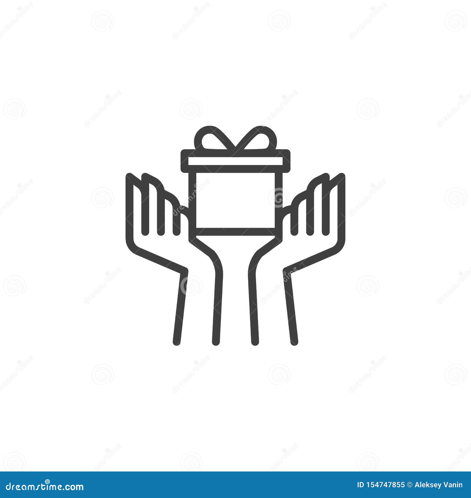 Hands with Gift Box Line Icon Stock Vector - Illustration of hands ...