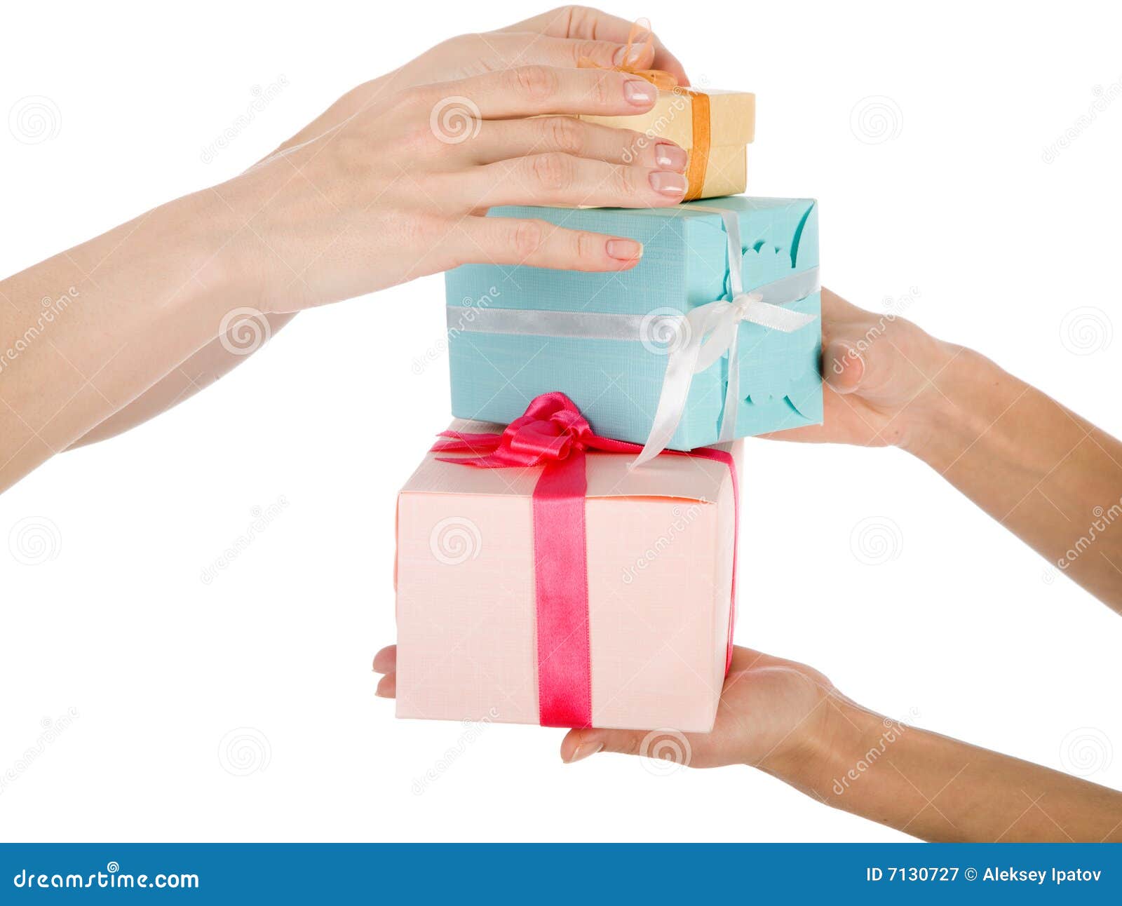 Hands and gifts isolated stock image. Image of birthday - 7130727