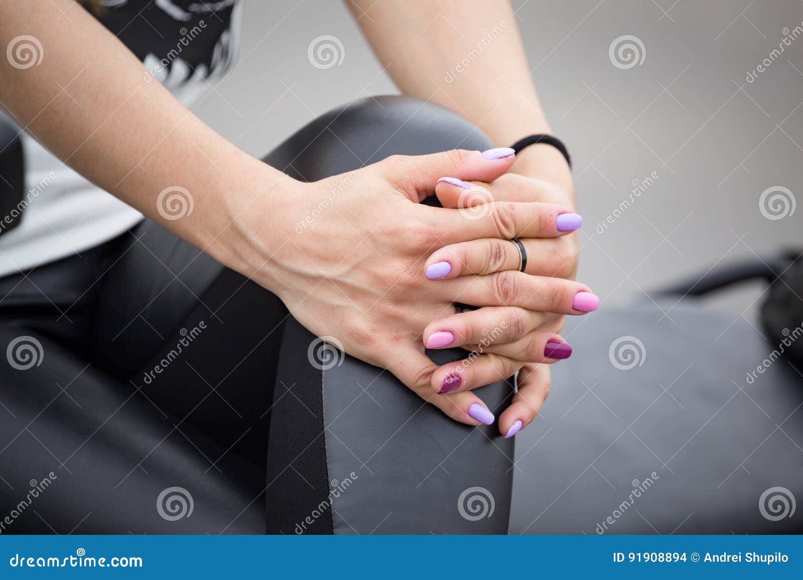 Hands of the Girl on Her Legs Stock Photo - Image of feet, female: 91908894