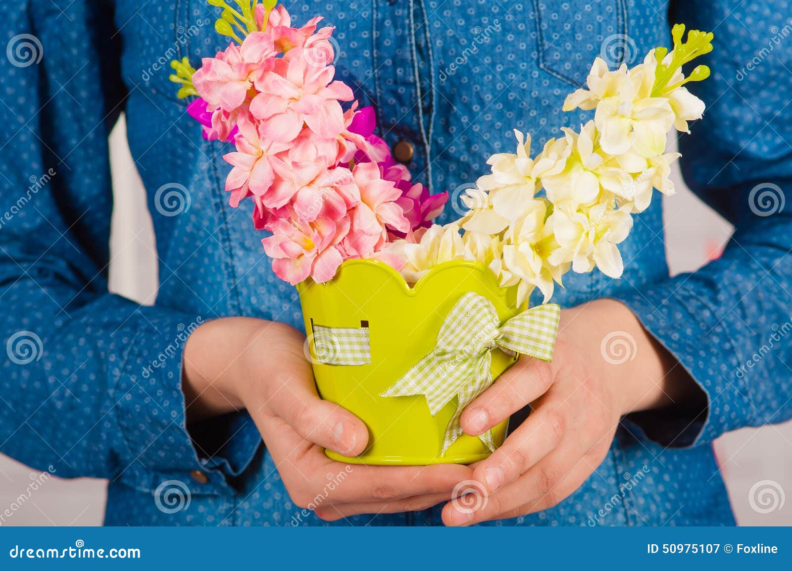Hands of a Girl with Spring Flowers Stock Image - Image of petal ...